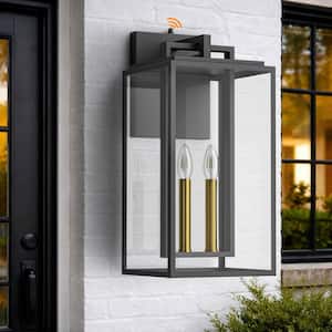 Maxax 18 in. Bronze 2-Light Dusk to Dawn Outdoor Metal Exterior Garage ...