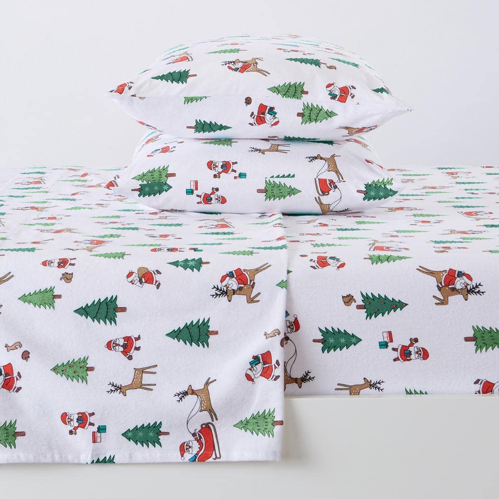 FRESHFOLDS 4-Piece Red 100% Turkish Cotton Flannel Queen Winter Sheet ...