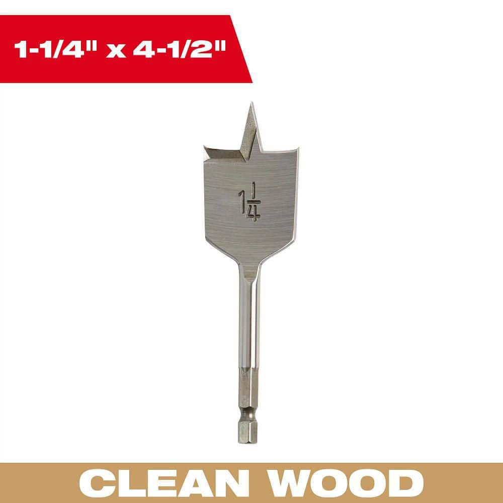 Milwaukee 1-1/4 in. x 4.5 in. Flat Boring Bit 48-27-0015 - The Home Depot