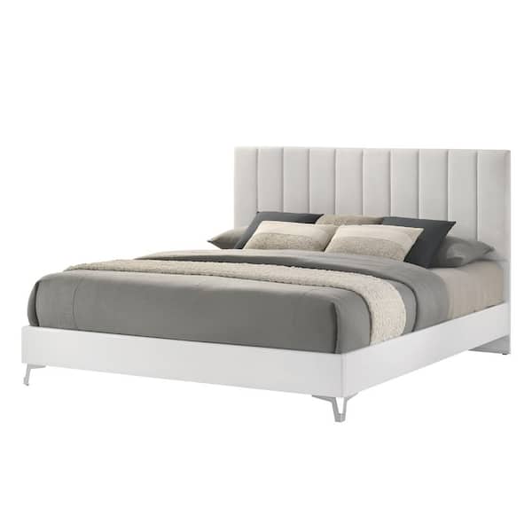Best Master Furniture Linea White/Silver Wood Frame Modern Lacquer ...
