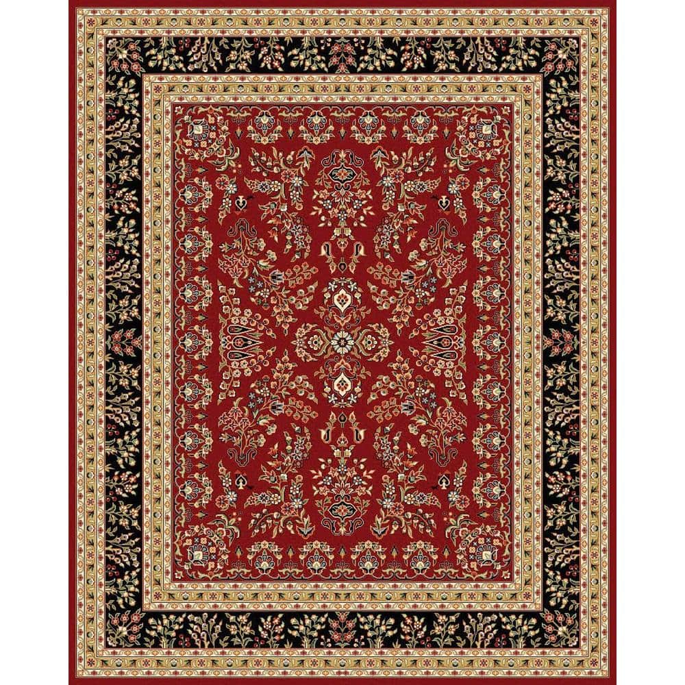 SAFAVIEH Lyndhurst Red/Black 8 ft. x 11 ft. Border Antique Floral Area ...