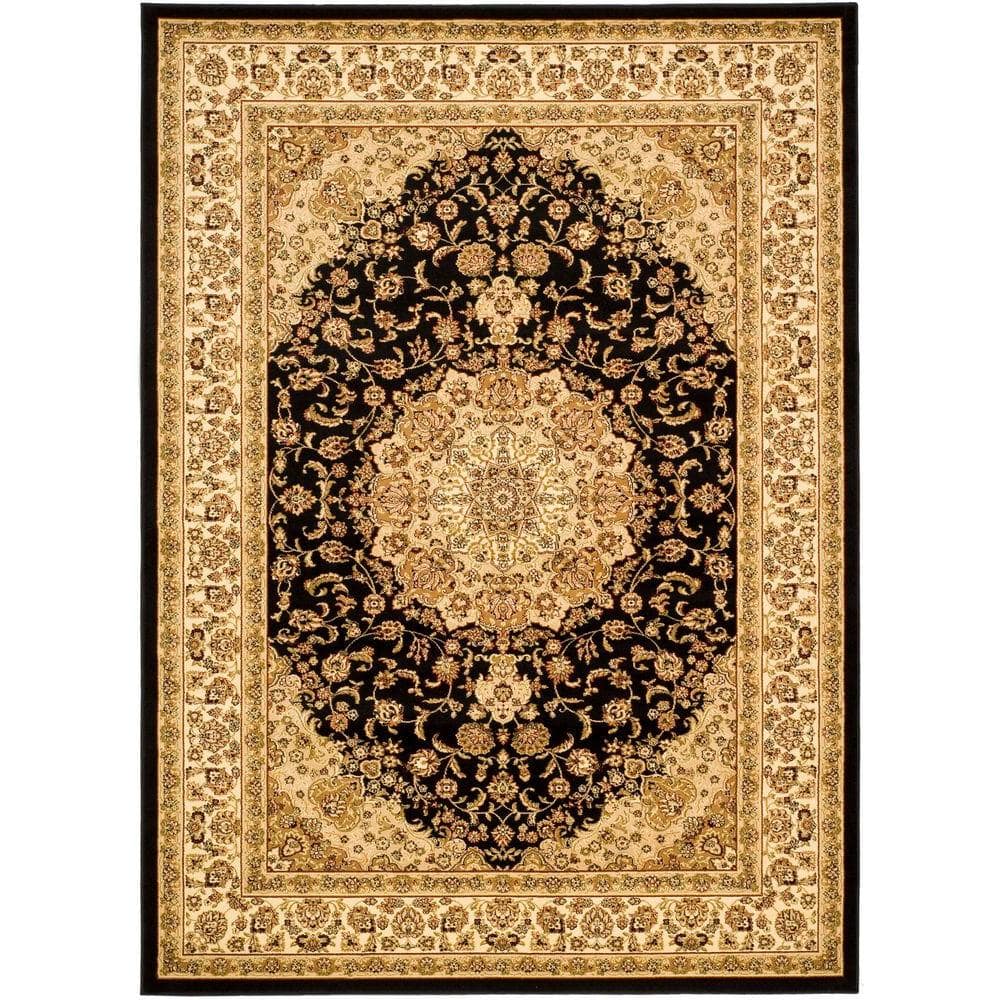 SAFAVIEH Lyndhurst Black/Ivory 9 ft. x 12 ft. Antique Medallion Border ...