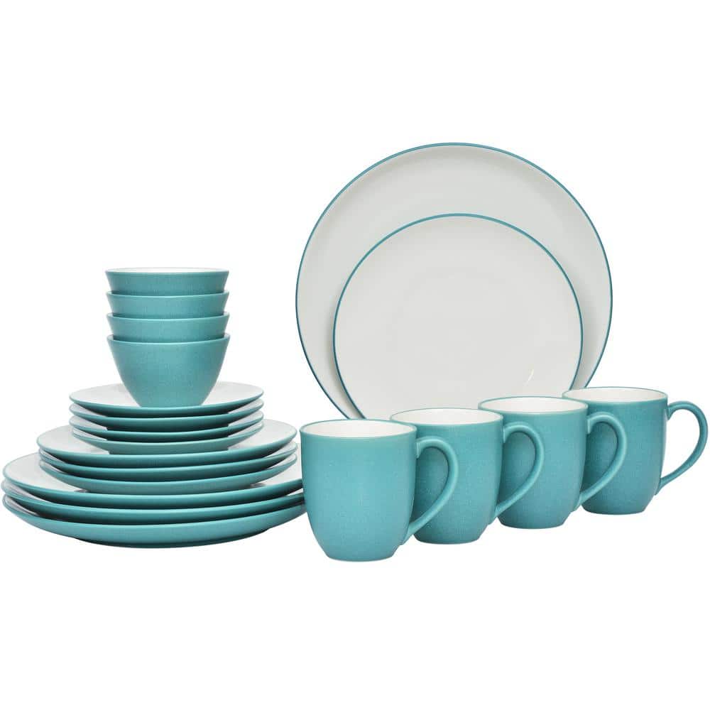 Noritake Colorwave Turquoise Stoneware 20-Piece Dinnerware Set 8093 ...