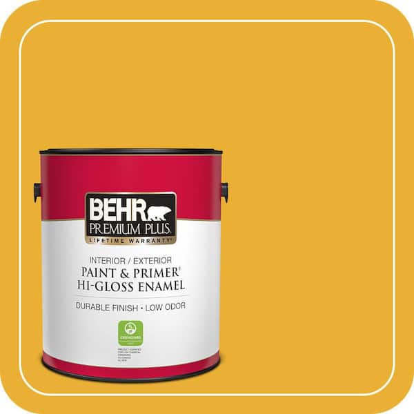 BEHR PREMIUM PLUS 1 gal. #P280-7 Midsummer Gold Hi-Gloss Enamel ...