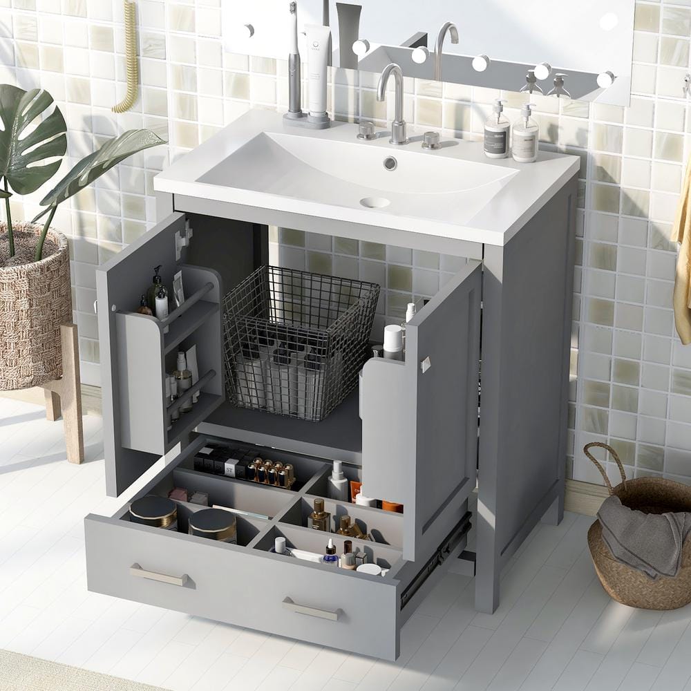 Magic Home 30 in. Multifunctional Modular Freestanding Storage Gray ...