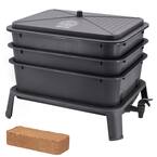Arcadia Garden Products Jaylen Worm Nerd Large Black 4-Tray Worm Composting Bin Kit with Coco ...