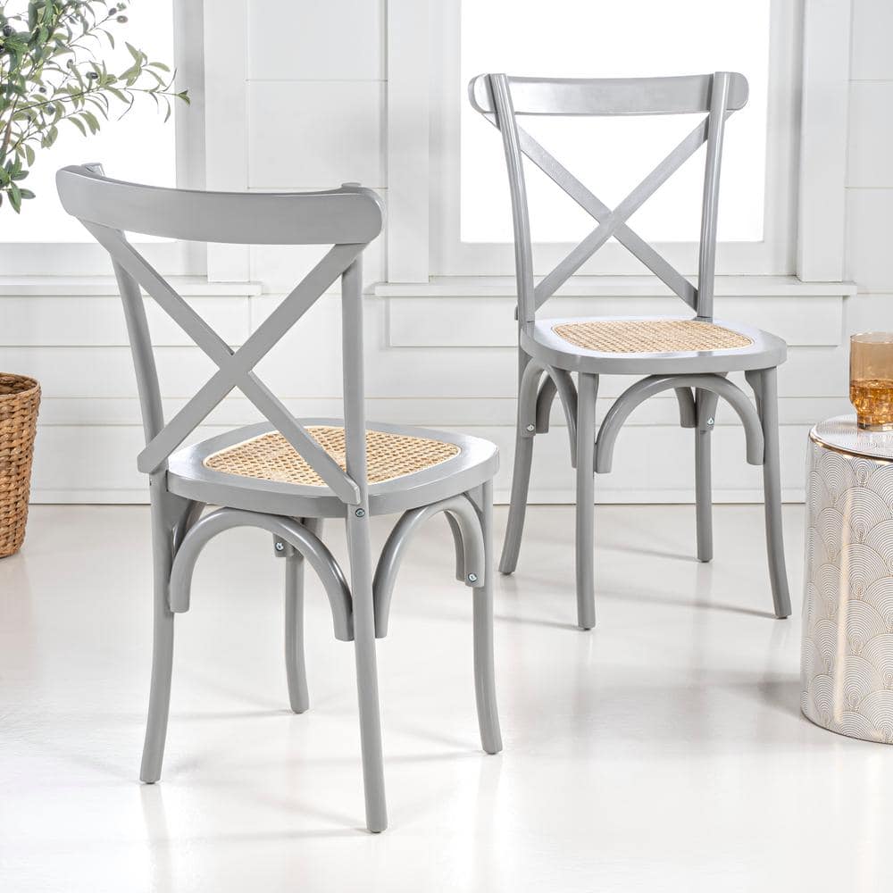 JONATHAN Y Cassis Classic Traditional X-Back Wood Rattan Dining Chair ...