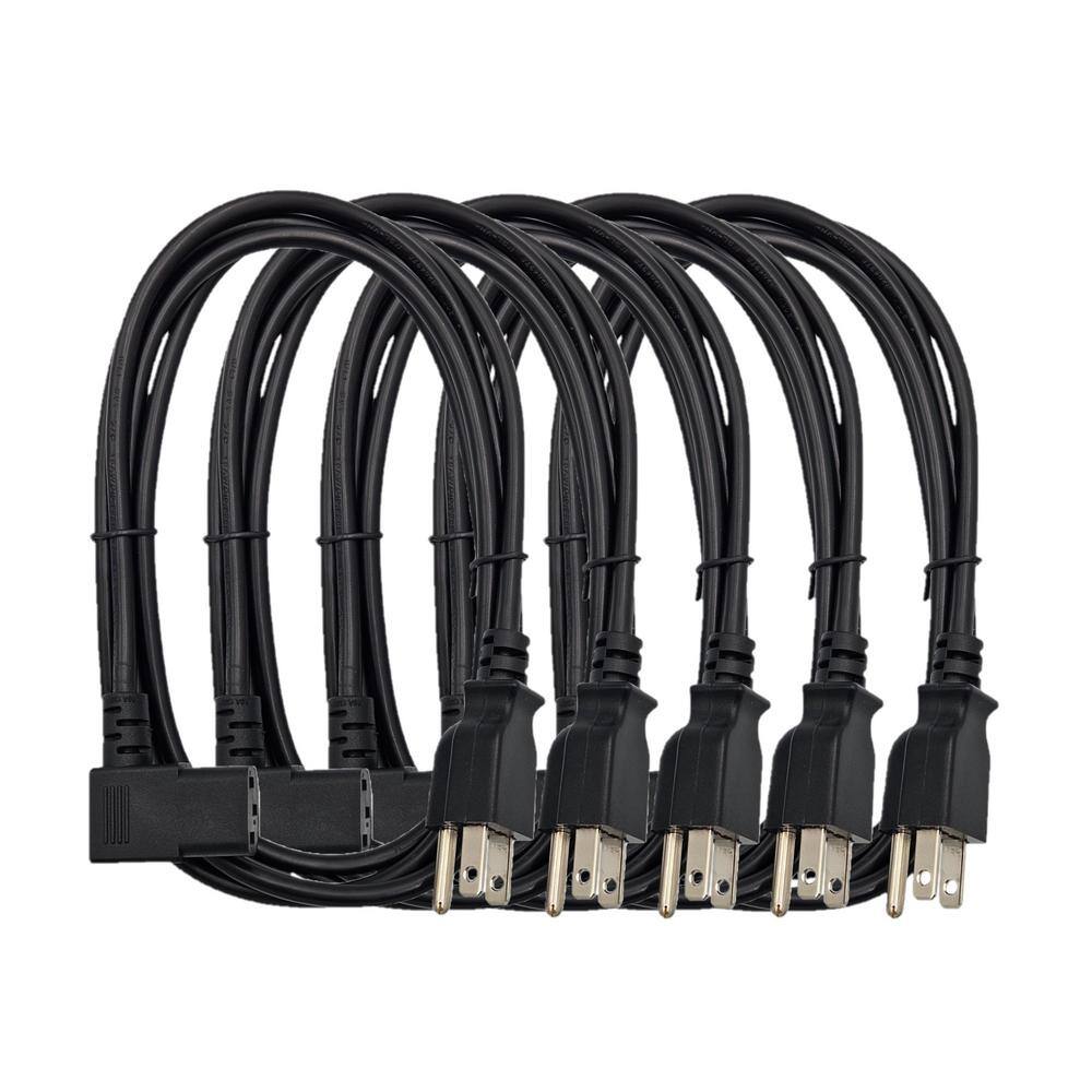 Micro Connectors, Inc 6ft. Universal Right Angle AC Power Cord 18AWG ...