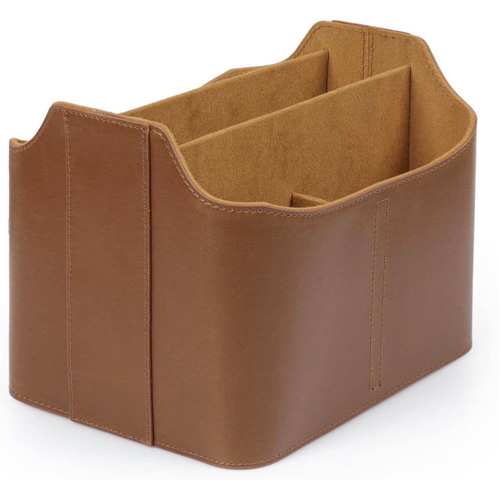 Light Brown 8 07 In X 6 1 In Faux Leather Desk Organizer With 5