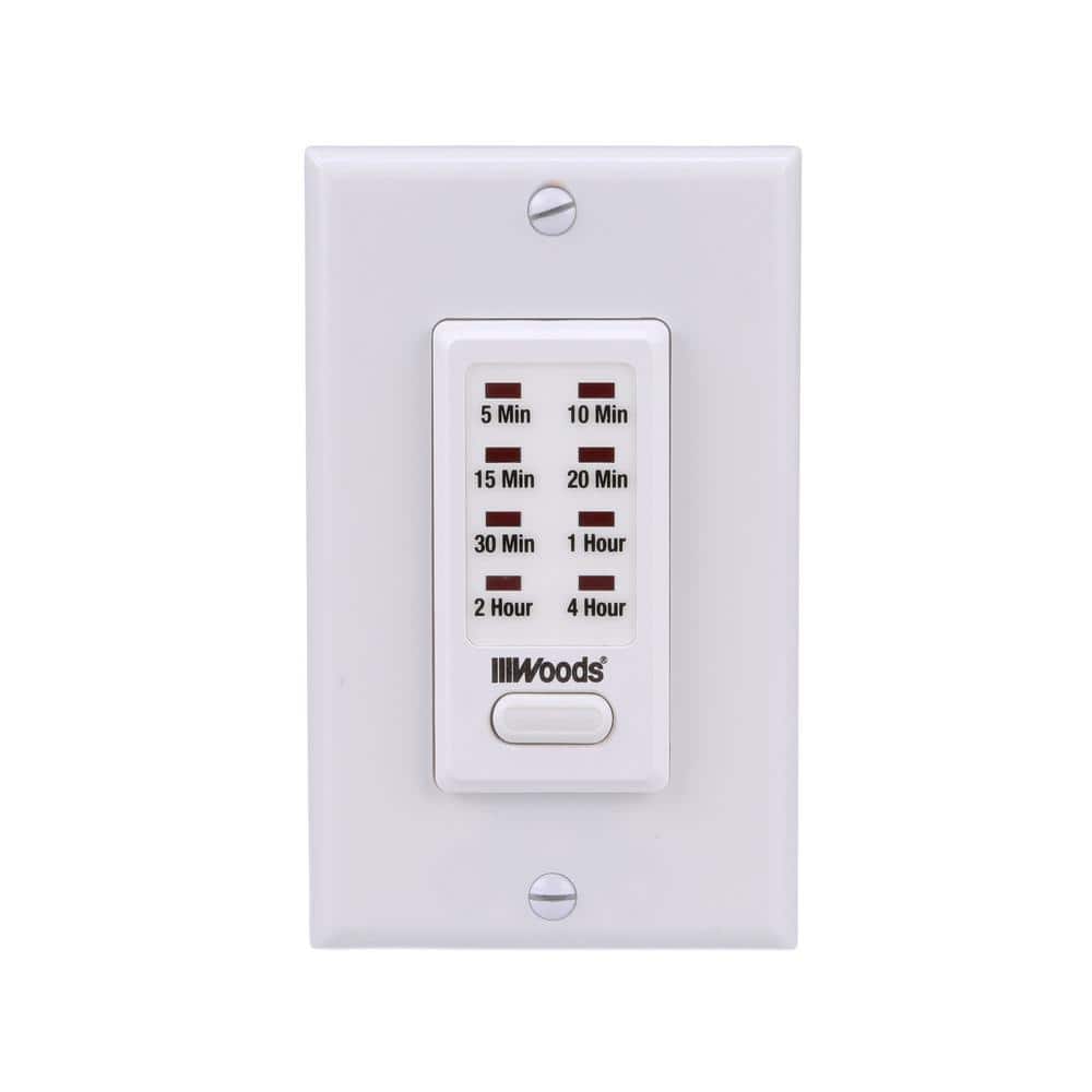 Woods 15-Amp 4-Hour In-Wall Countdown Digital Timer Switch, White 59724 ...