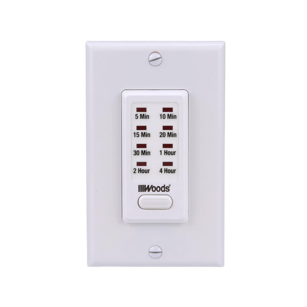 Woods 15-Amp 4-Hour In-Wall Countdown Digital Timer Switch, White 59724 ...
