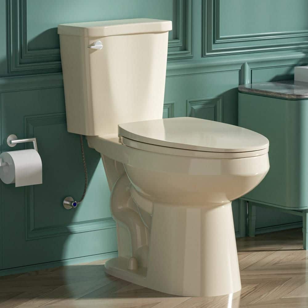 Kuomih 17 in. ADA Height 2-Piece Bone Toilet 1.28 GPF Single Flush ...
