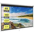 VIVOHOME 80 in. Manual Pull-Down Retractable Projector Screen in Black ...