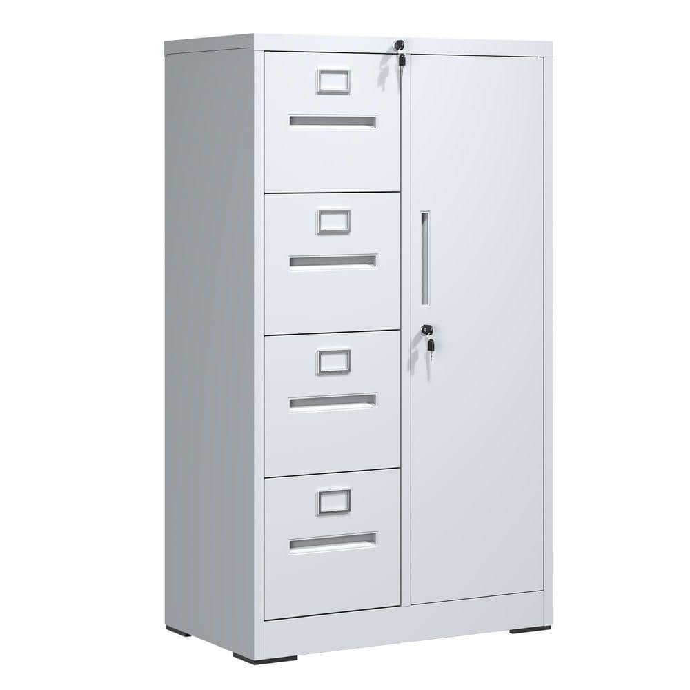 CSC DECOR INC White 52.4 in. H 4-Drawers Metal Vertical File Cabinet ...