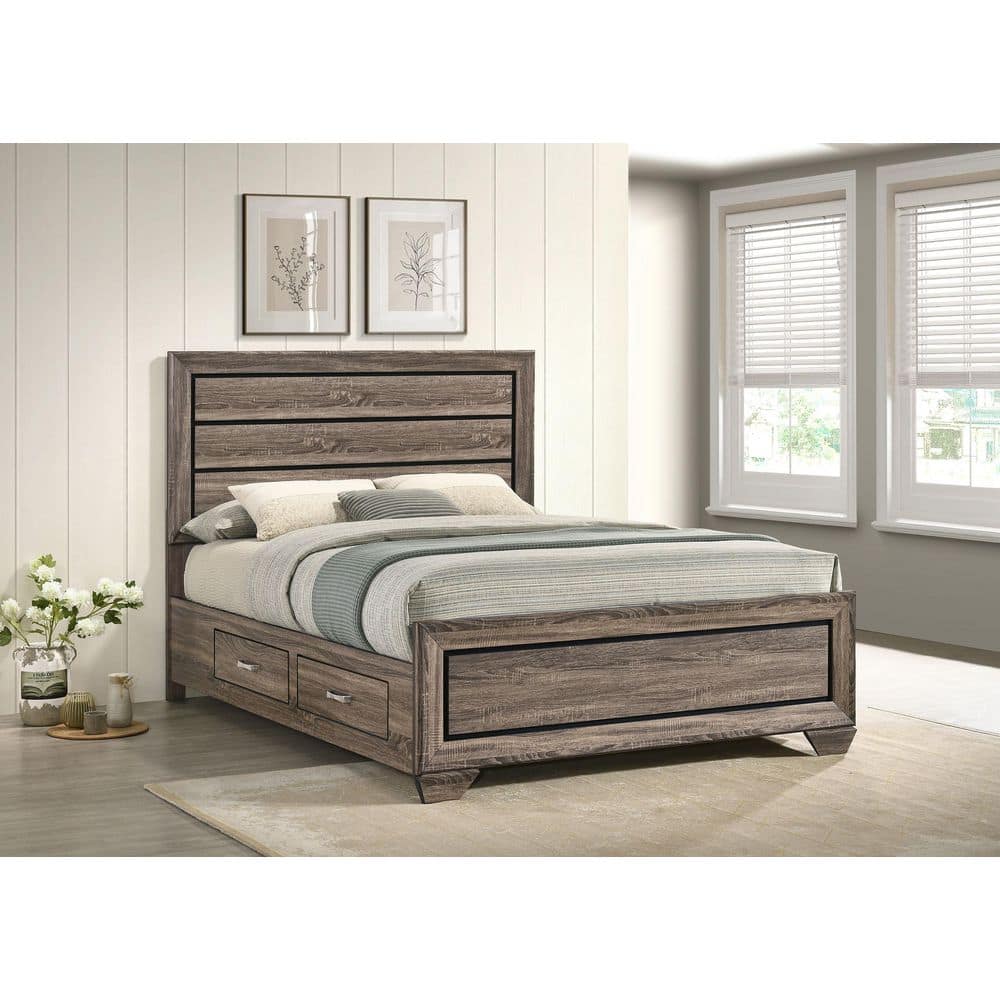 Coaster Kauffman Brown Wood Frame Queen Platform Bed with Drawers ...