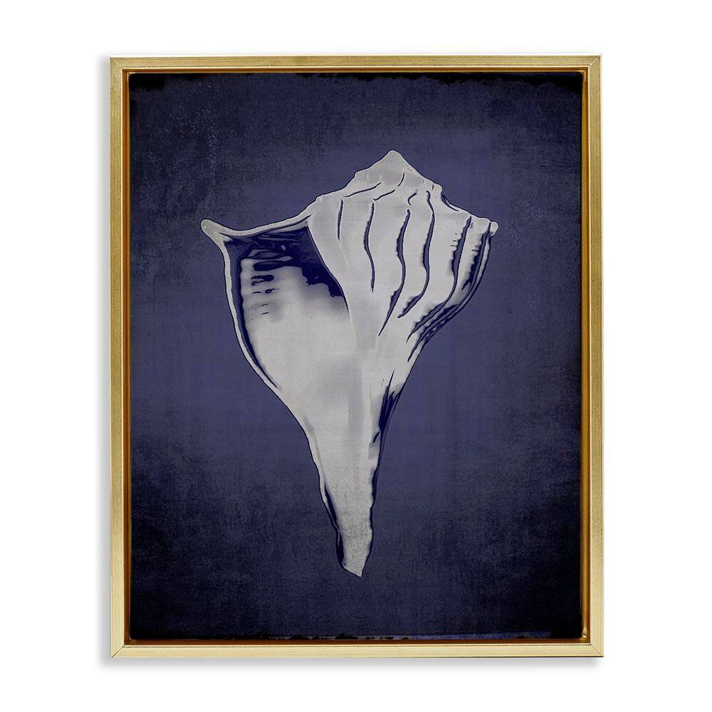 Stupell Industries Lightning Whelk on Indigo by Graffi tee Studios Gold ...