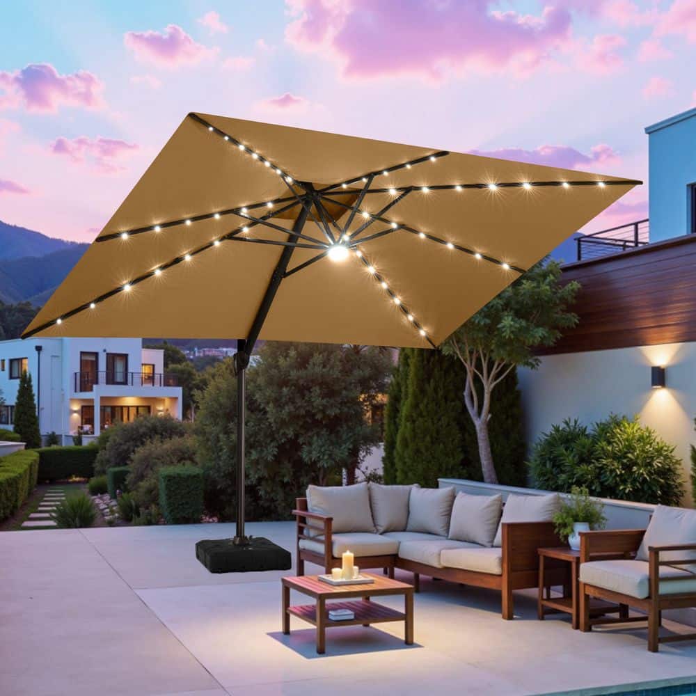 Crestlive Products 11 ft. x 9 ft. Solar Powered Cantilever Patio ...