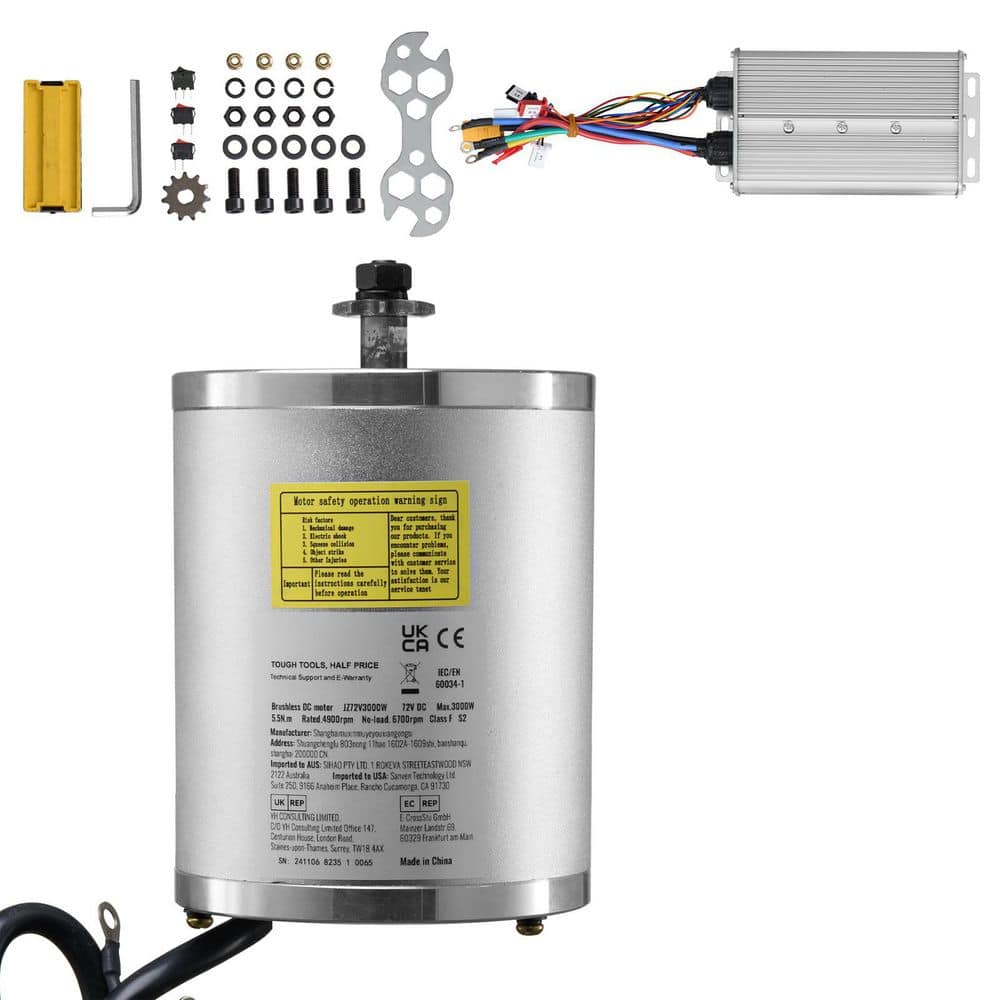 SKYSHALO 3000W Electric Brushless DC Motor Kit-72V 4900rpm Motor with ...