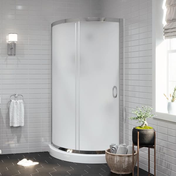 Dreamwerks Capri 36 in. L x 36 in. W x 78.5 in. H Neo Angle Corner Shower Stall/Kit in Chrome ...