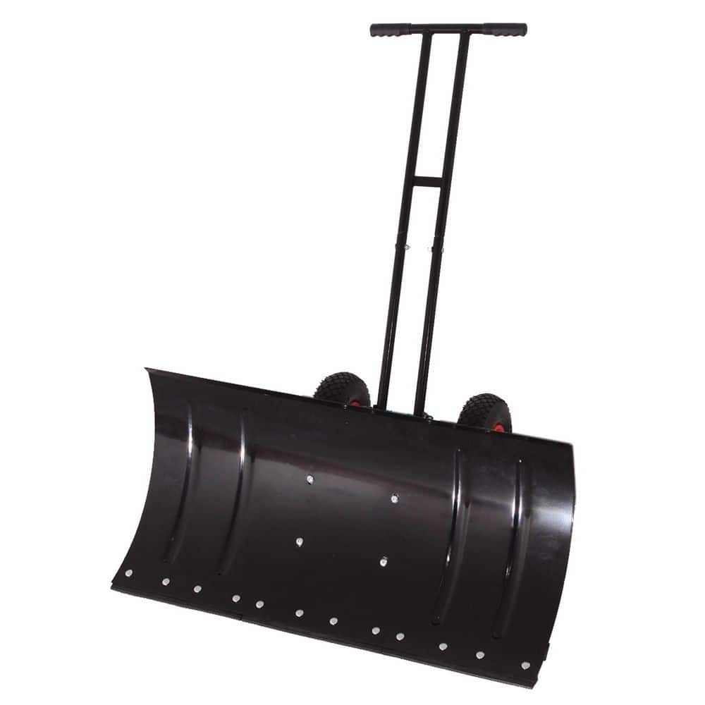 42.5 in. H Metal Handle Carbon Steel Snow Shovel with Wheels ...