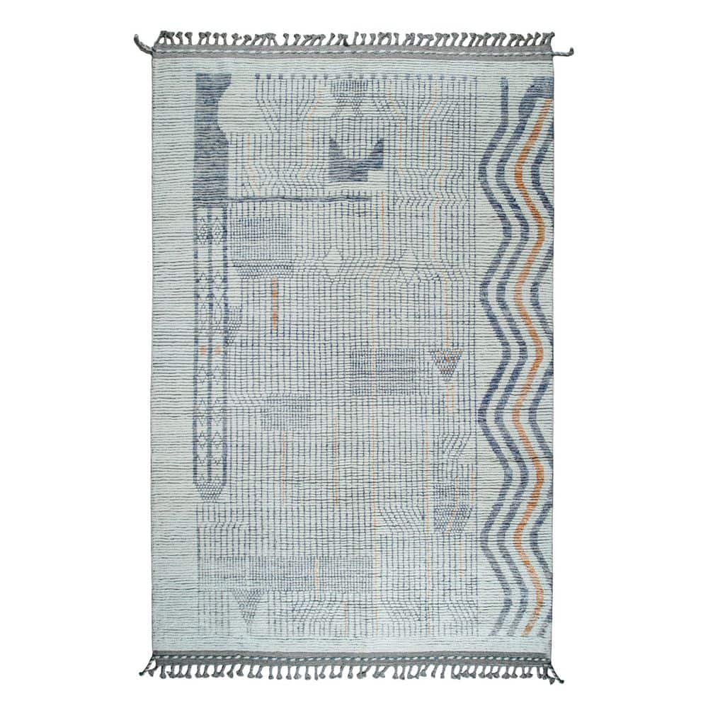 EORC Ivory Hand-Knotted Wool Contemporary Marrakech Handspun Area Rug ...