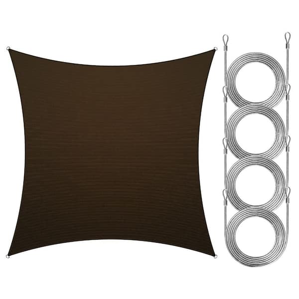 ROYAL SHADE 14 ft. x 14 ft. Square Sun Shade Sail with Rope-Brown RR-TAPS14-10 - The Home Depot