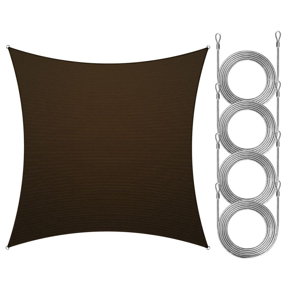 ROYAL SHADE 16 ft. x 16 ft. Square Sun Shade Sail with Rope-Brown RR ...