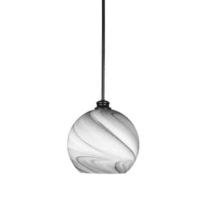Peabody 60-Watt 1-Light Matte Black Shaded Mini Pendant Light with ...