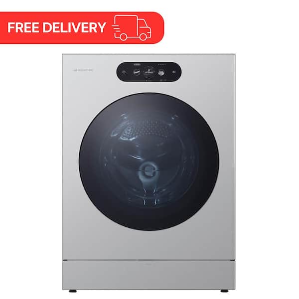 LG 5.8 cu. ft Stackable Front Load Washer in Brushed Platinum Steel ...