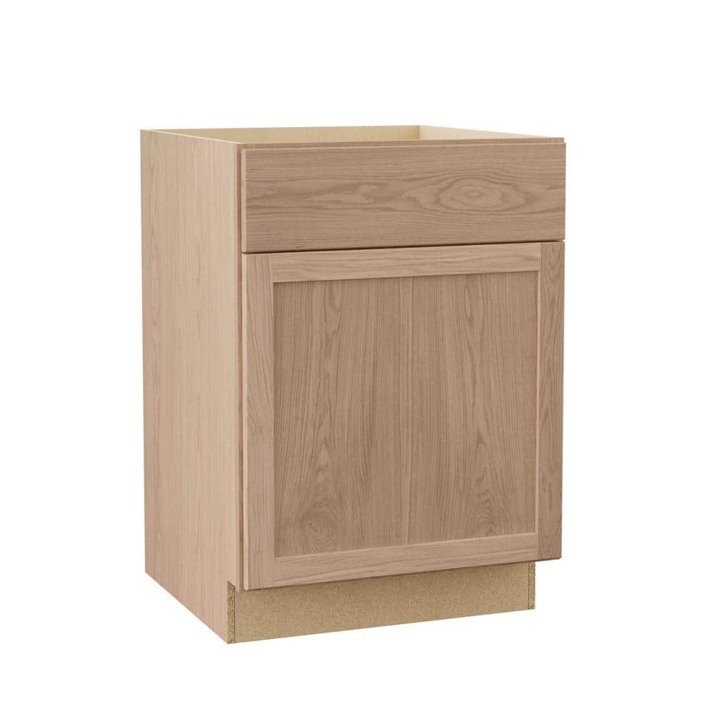 Hampton Bay Sinclair 24 in. W x 24 in. D x 34.5 in. H Assembled Base Cabinet in Shaker Light Oak ...