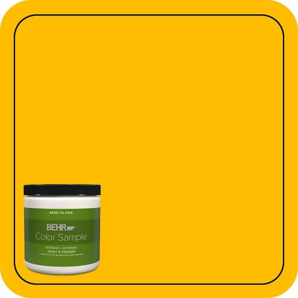 BEHR PREMIUM PLUS 8 oz. #340B-7 Empire Yellow Semi-Gloss Interior ...