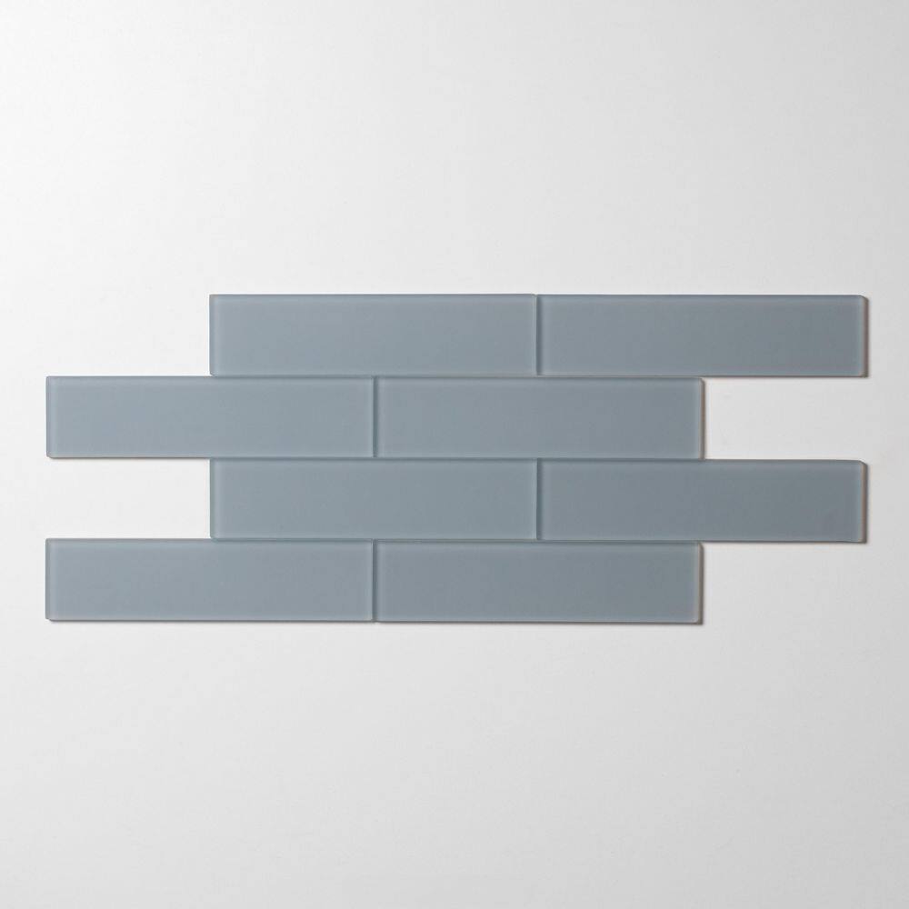 CRUZ BAY STUDIO 2 in. x 8 in. Aqua Blue Matte Glass Subway Tile Sample ...