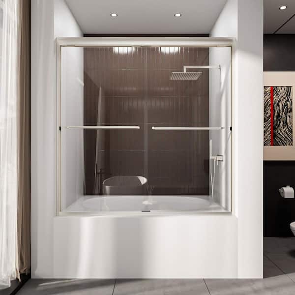 tydex Eon 60 in. W x 60 in. H Sliding Semi Frameless Tub Door in ...