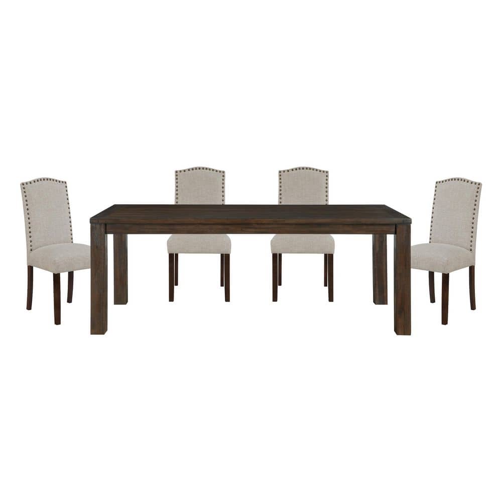Noble House Lester 5-Piece Wood Top Dining Set with Light Oak ...