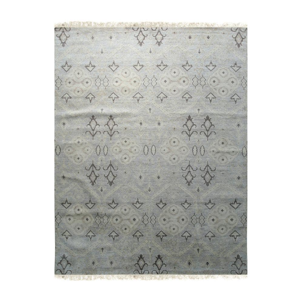EORC Gray 8 ft. x 10 ft. Hand-Knotted Wool Classic Fresh Rug Area Rug ...