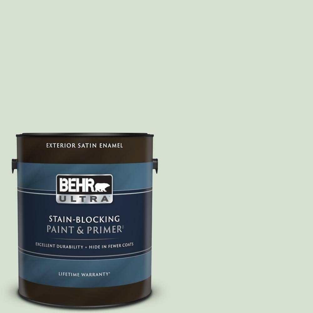 BEHR ULTRA 1 gal. #S400-2 Comforting Green Satin Enamel Exterior Paint ...