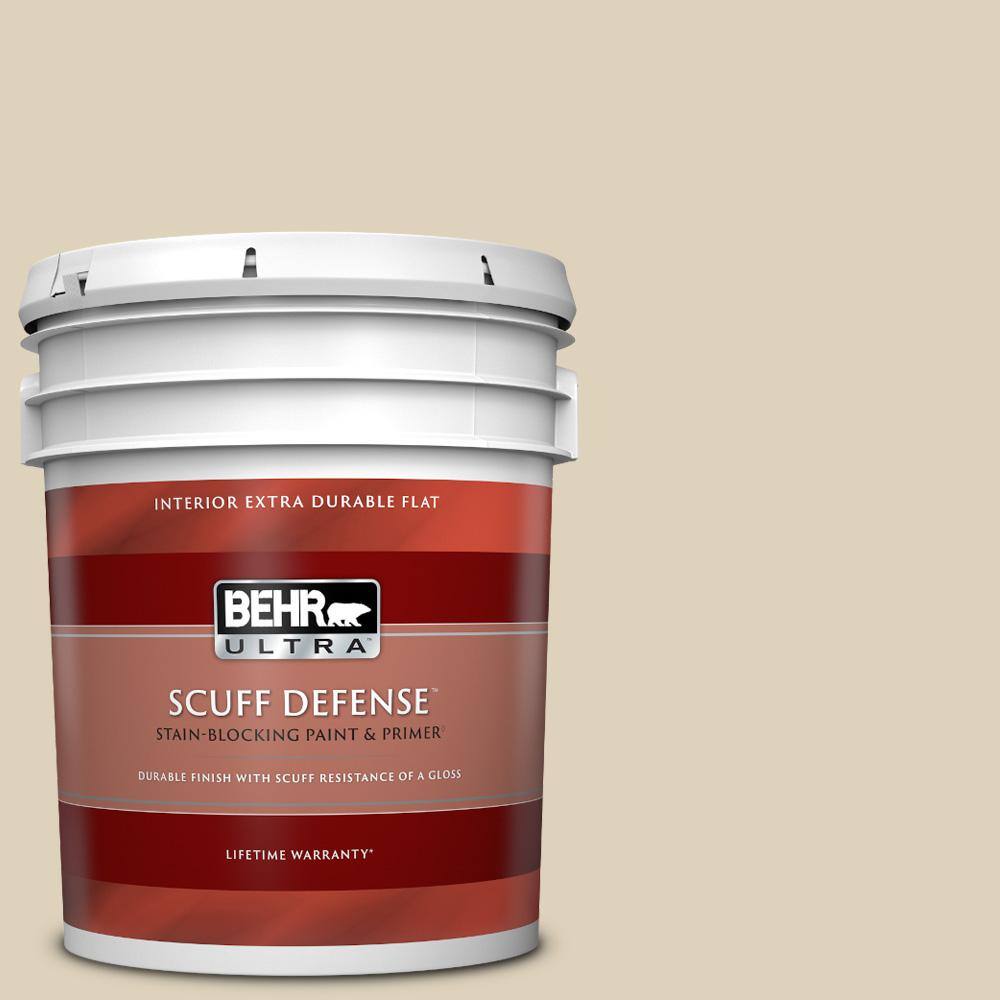 BEHR ULTRA 5 gal. #PPU4-12 Natural Almond Extra Durable Flat Interior ...