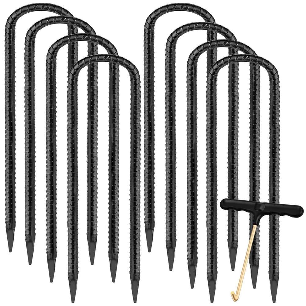 NVNOO 12 in. High Wind Heavy Duty Galvanized Steel Trampoline Stakes ...