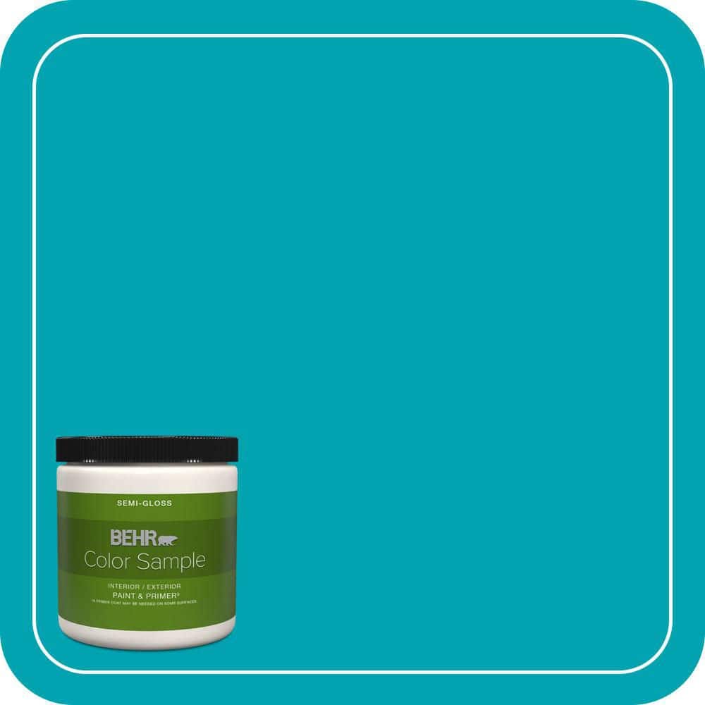 BEHR PREMIUM PLUS 8 oz. #510B-6 Blue Jewel Semi-Gloss Interior/Exterior ...