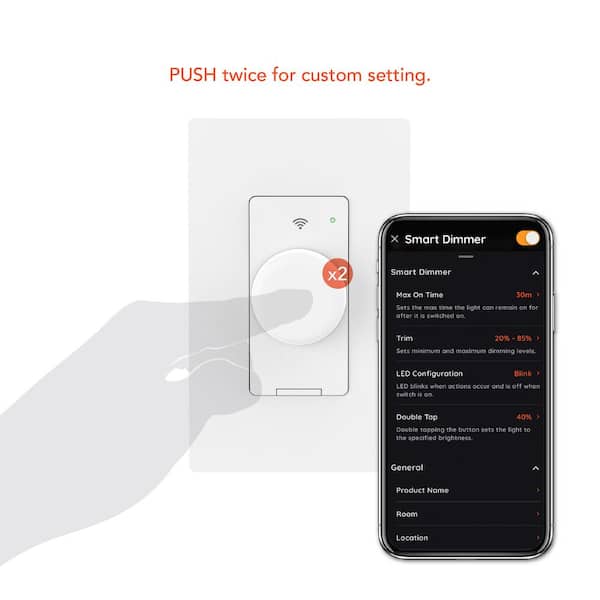 Commercial Electric 15 Amp Single-Pole White Smart Rotary Dimmer Light ...