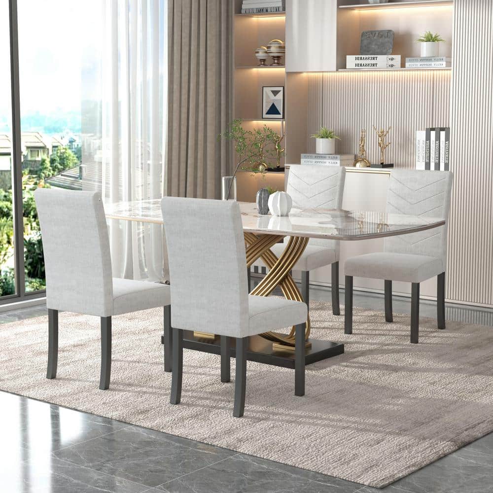 VECELO Modern Upholstered Dining Chairs (Box of 4) Fabric Kitchen ...