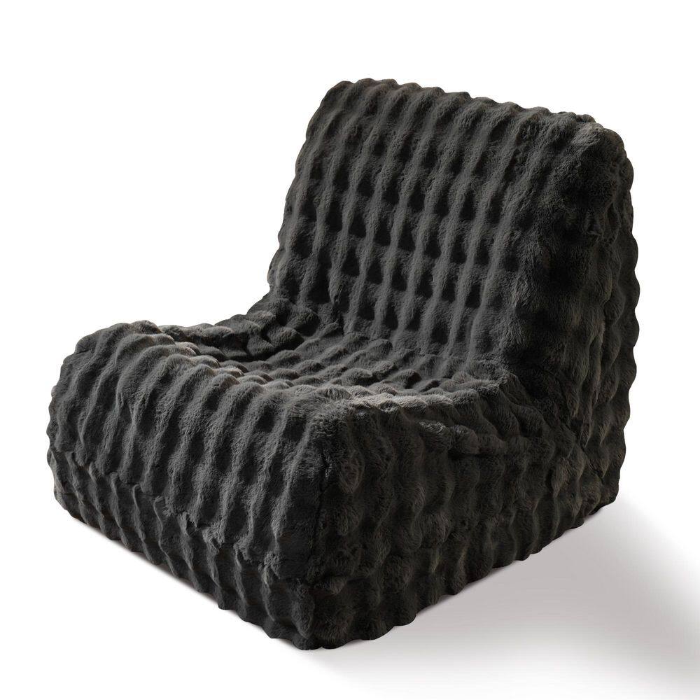 Allwex SOBO Gray Fluffy Faux Fur Modern Bean Bag Chair Lazy Sofa Couch ...