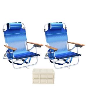 2-Piece Aluminum Beach Chair for Adults Beach, 5 Position Chair with ...