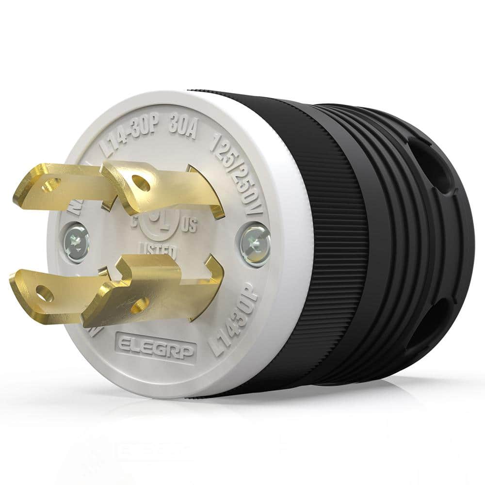 ELEGRP 30 Amp 125-Volt/250-Volt NEMA L14-30P Locking Plug, Industrial ...