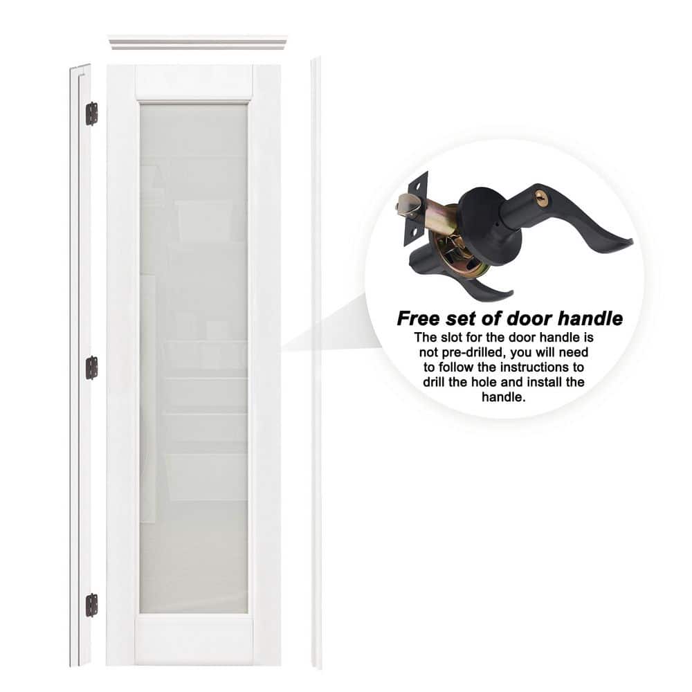 ARK DESIGN 24 in. x 80 in. 1-Lite Frosted Glass Left White Solid Core ...