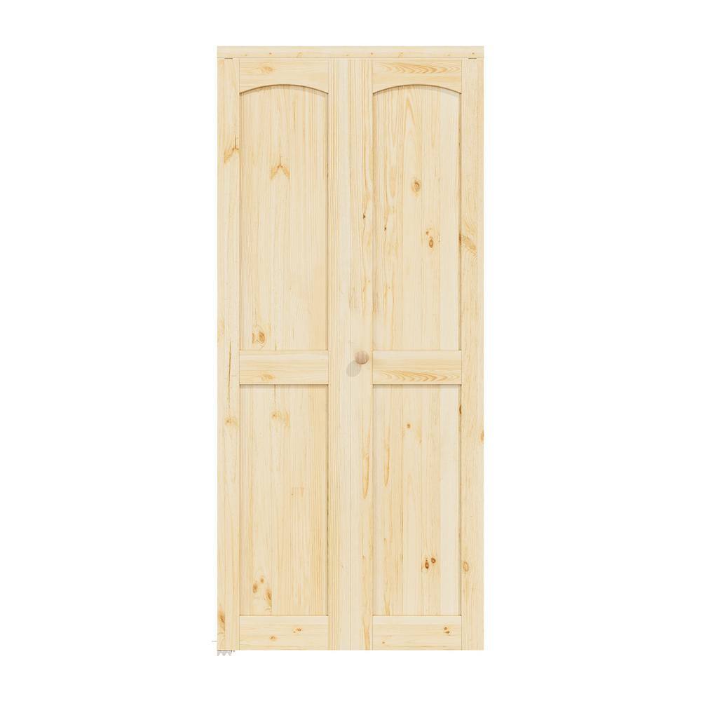 ARK DESIGN 36 in. x 80 in. Arch Panel 2-Lite Solid Core Unfinished Pine ...