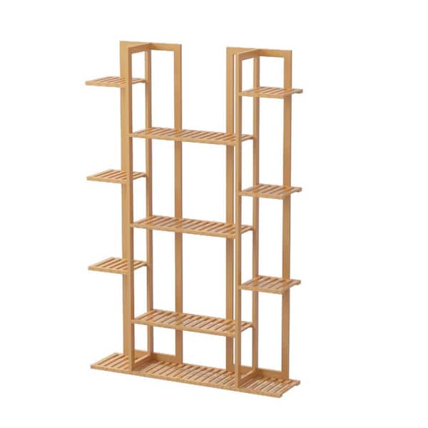 Kingdely 7-Tier Wooden Bamboo Rack Indoor Outdoor Bamboo Shelf Flower ...