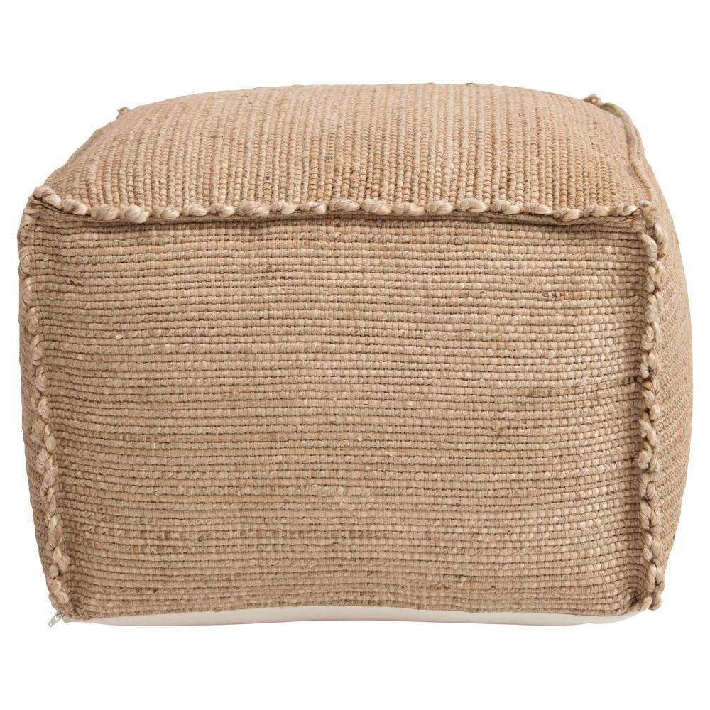 Storied Home Brown Handwoven Jute Pouf DF2380 - The Home Depot