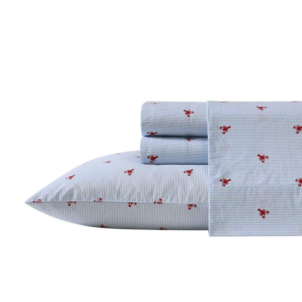 Nautica Lobster Walk 4-Piece Light Blue Cotton Full Sheet Set ...