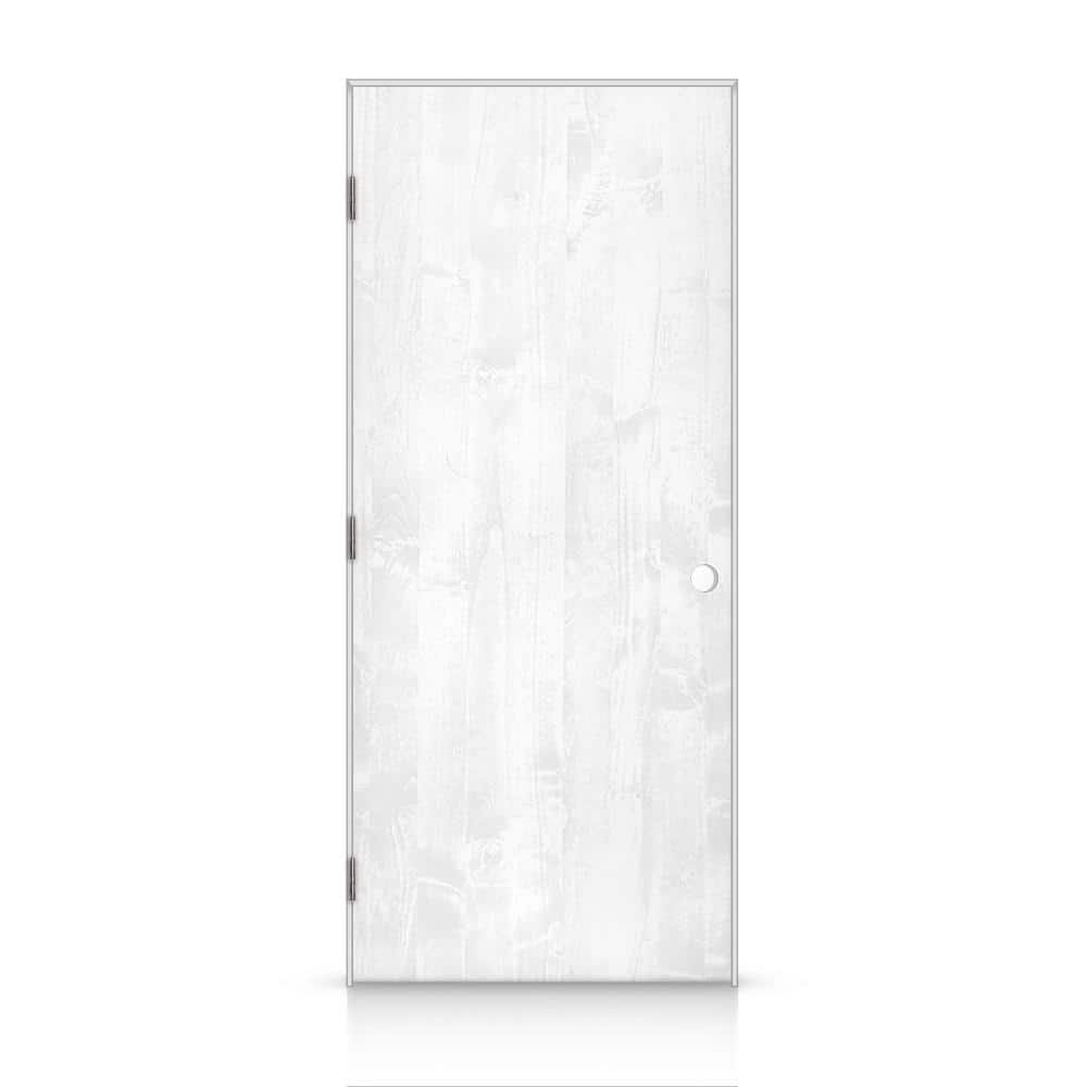 CALHOME 30 in. x 96 in. Flush Right-Handed Hollow-Core White Stained ...